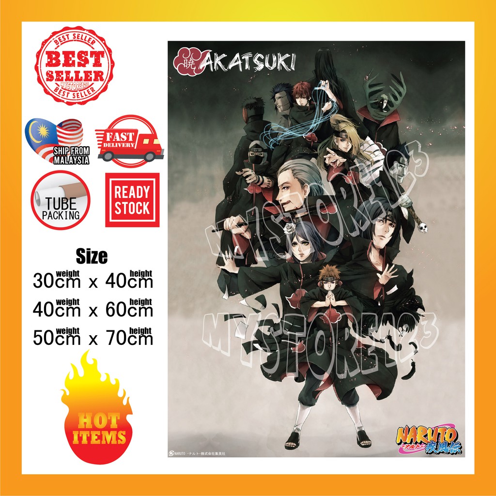 （READY STOCK)Naruto Poster | Boruto | Akatsuki | Japanese Anime Poster ...