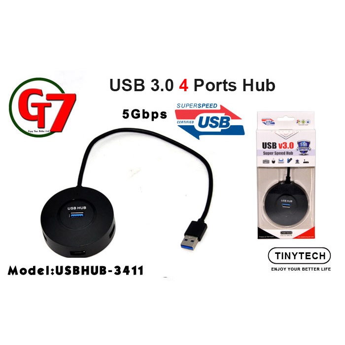 TINYTECH USB V3.0 4 PORTS HUB 5Gbps (USBHUB-3411) | Shopee Malaysia