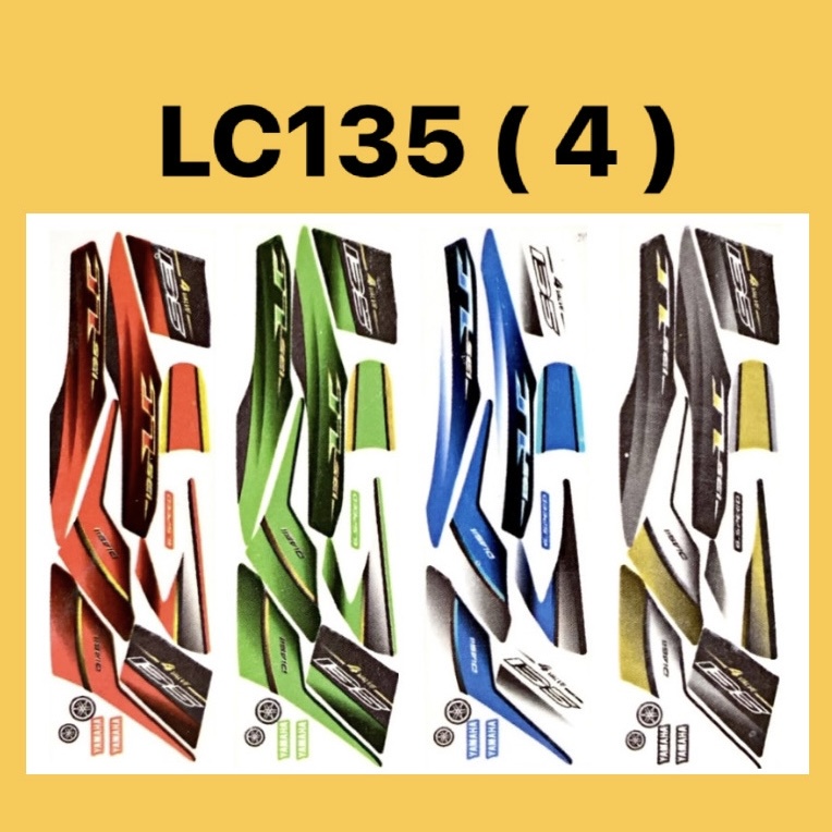 stiker body sticker stripe cover set yamaha lc135 lc 135 lc135 v1 (4) demak evo z COVERSET ...