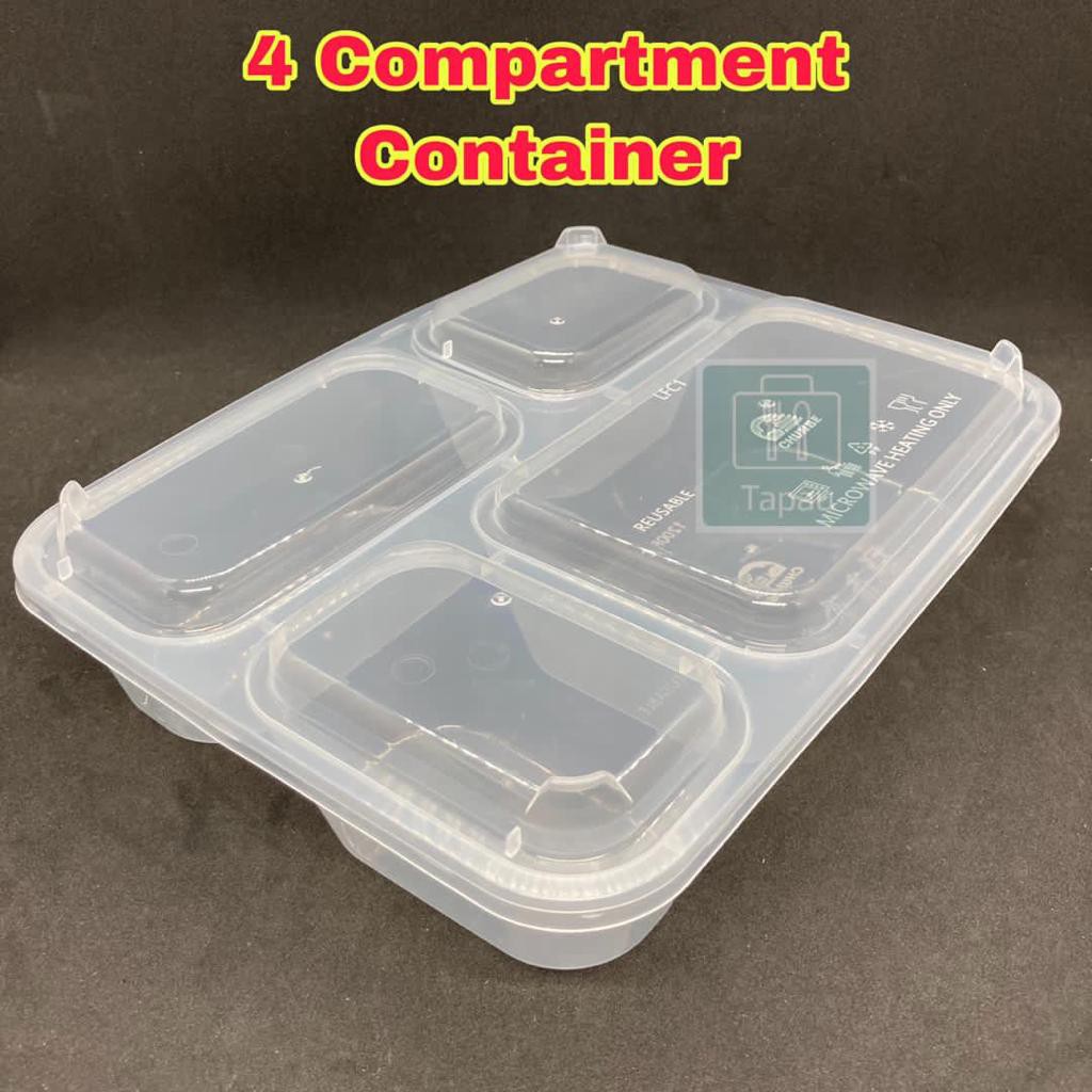 TAPAU - 1200FC 4 Compartment PP Lunch Box with Dome Lid ( 50sets± ...