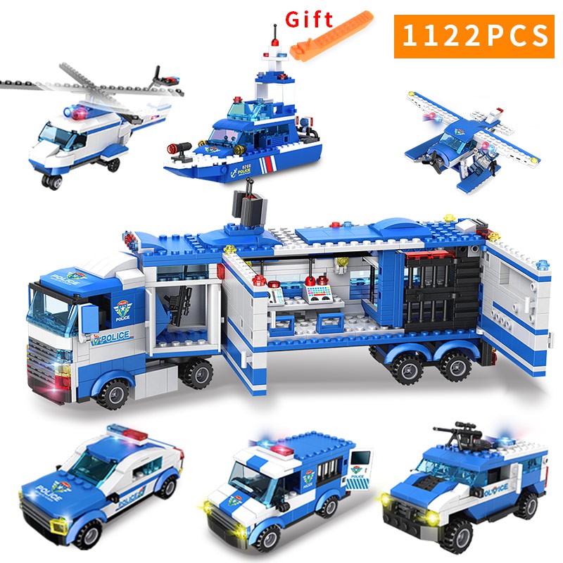 1122Pcs SWAT City Police Series Building Blocks Vehicle Helicopter City ...