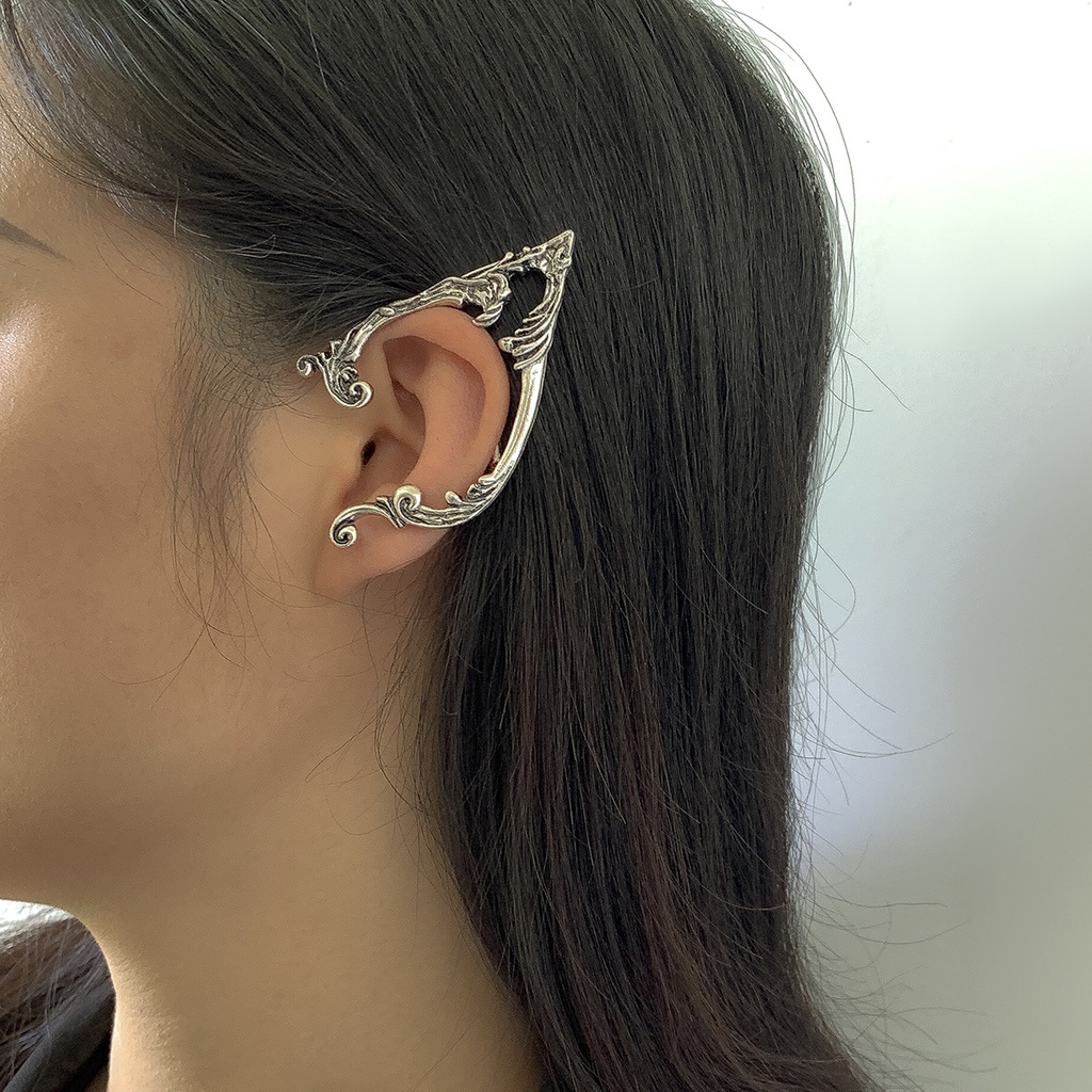 Punk Fairy Dark Elf Ear Clip No Piercing Earrings For Women Silver ...