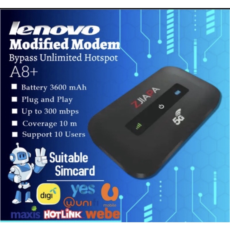 Ready StockModified New ZTE A8+ 4G/5G 300Mbps portable modem mini WIFI plug-and-play ultra-thin ...