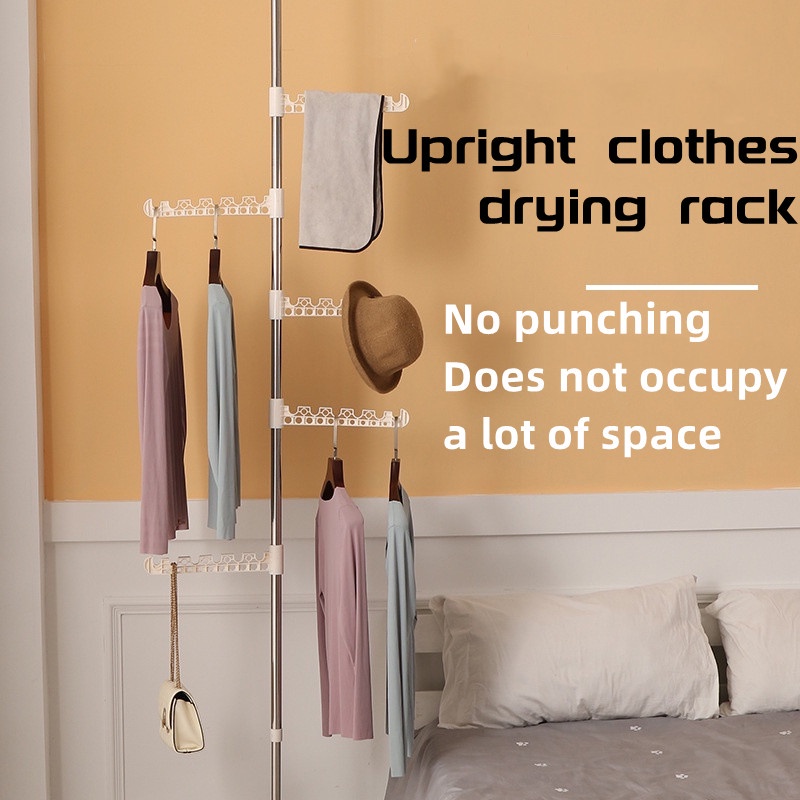 Hanging Clothes Hanger Bedroom Hanger Free Punch Balcony Drying Rack ...