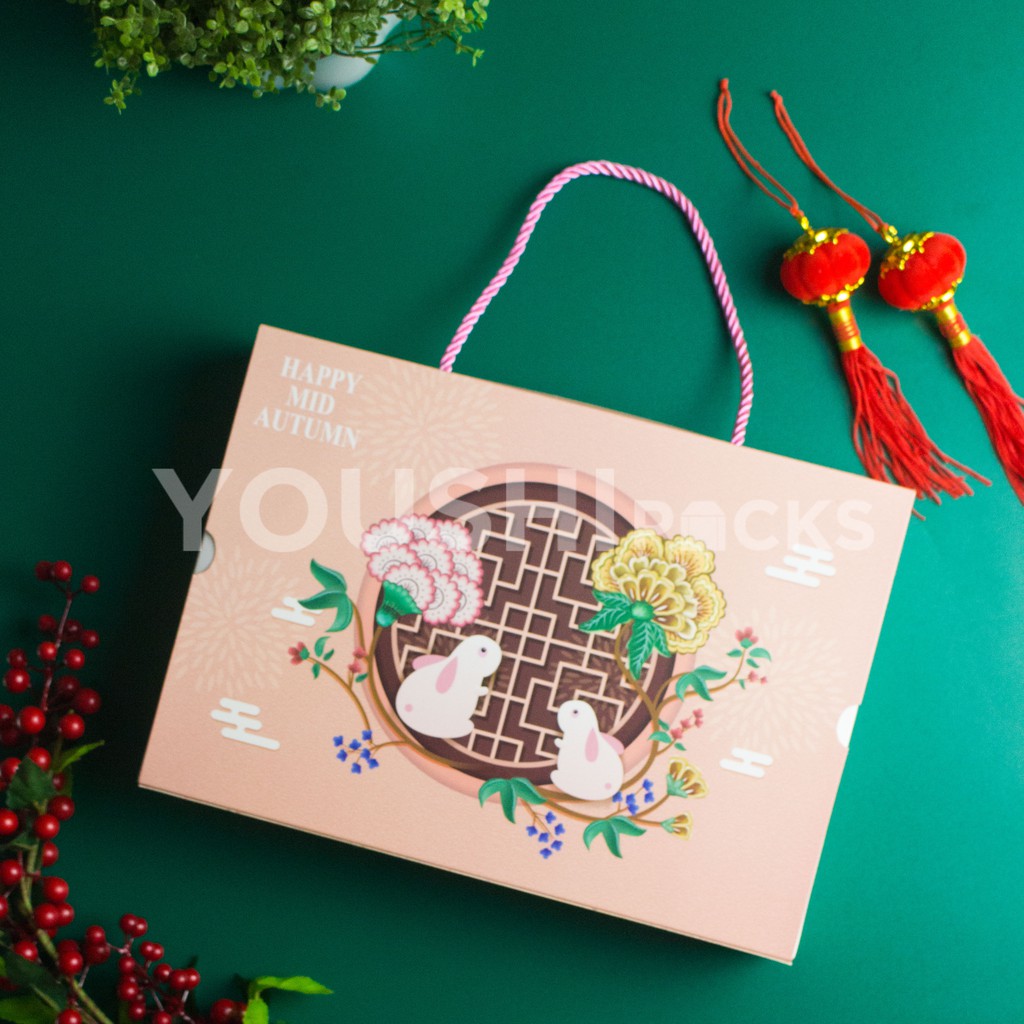 (5 pcs) Mooncake Box Mooncake Box Mooncake Packaging Pink Mooncake Box ...