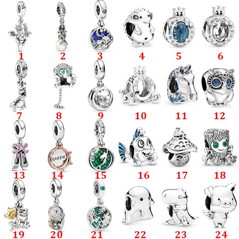 Pandora's S925 Sterling Silver cute tree owl letter O crown string ...