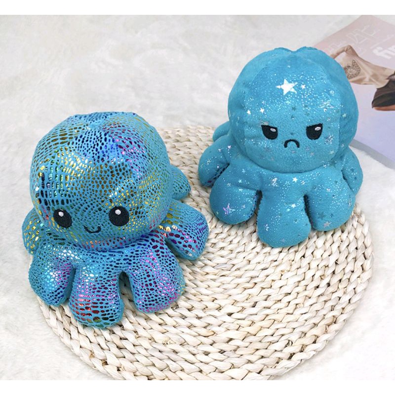 Cute Shiney Reversible Octopus Bipolar Flip Octopus Plush toy Stuffed ...
