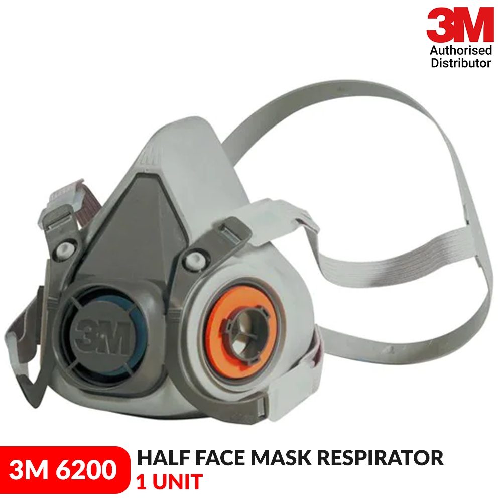 3M 6200, Half Face Mask Respirator, Reusable, Genuine/Pelindung ...