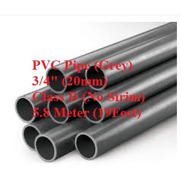 5.8 Meter CS PVC pipe paip 3/4"(20mm) Class "D" 1 Bundle (6pcs x 3 feet ...
