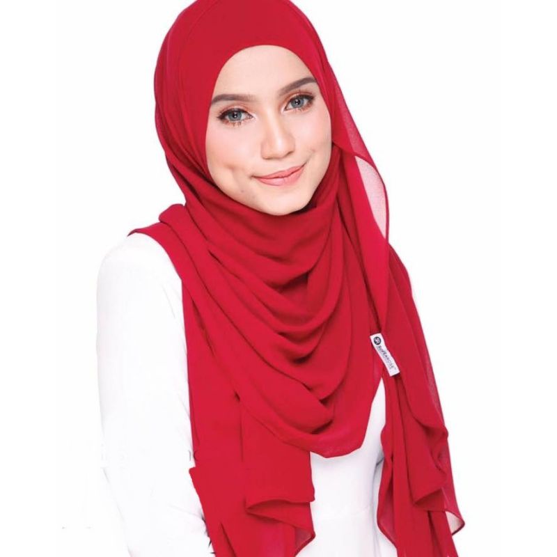 Tudung Instant Shawl Chiffon Selendang Ironless Hitam Putih Keknis ...