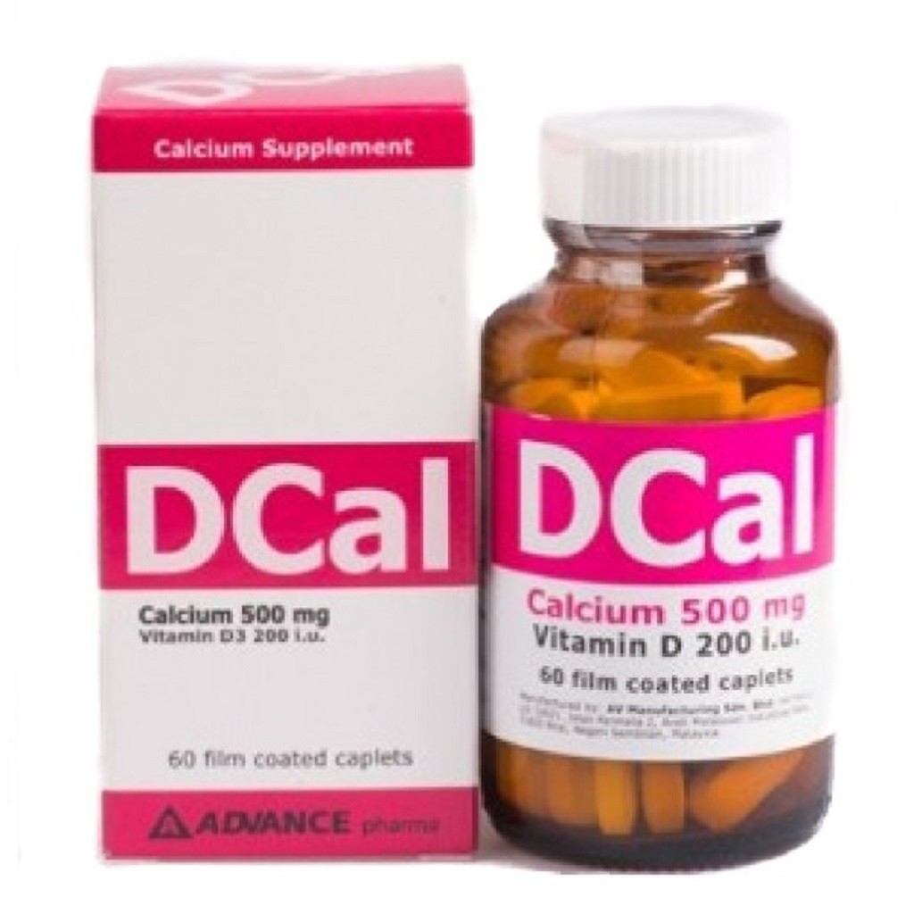 DCal Calcium 500mg Vit D3 200 I.U. Tablet 60's (EXP 10/2025) | Shopee ...