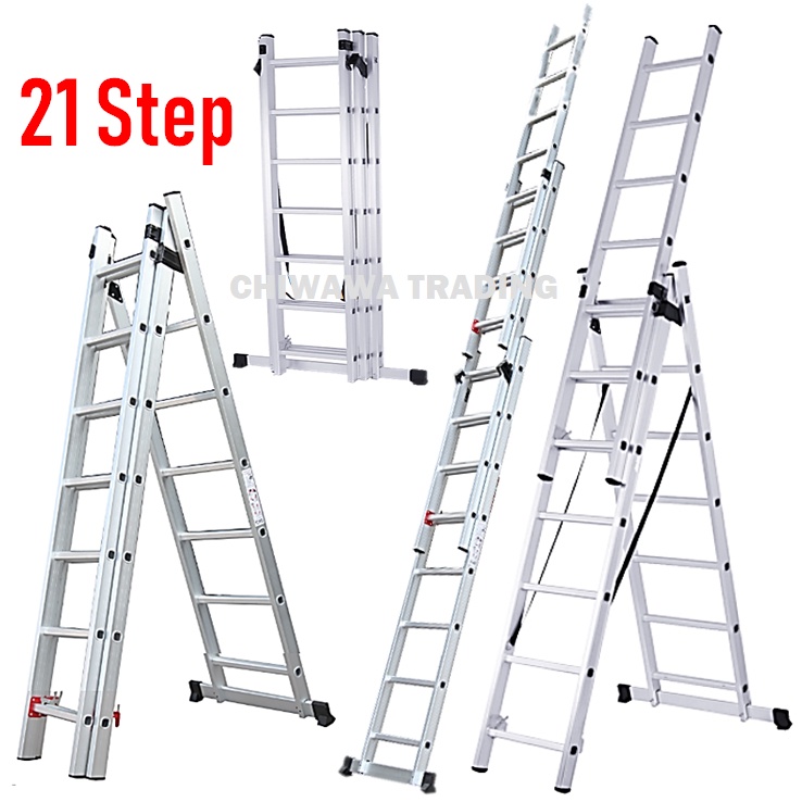 ( LD10 ) Heavy Duty Foldable Aluminium 3 Section Triple Extension ...