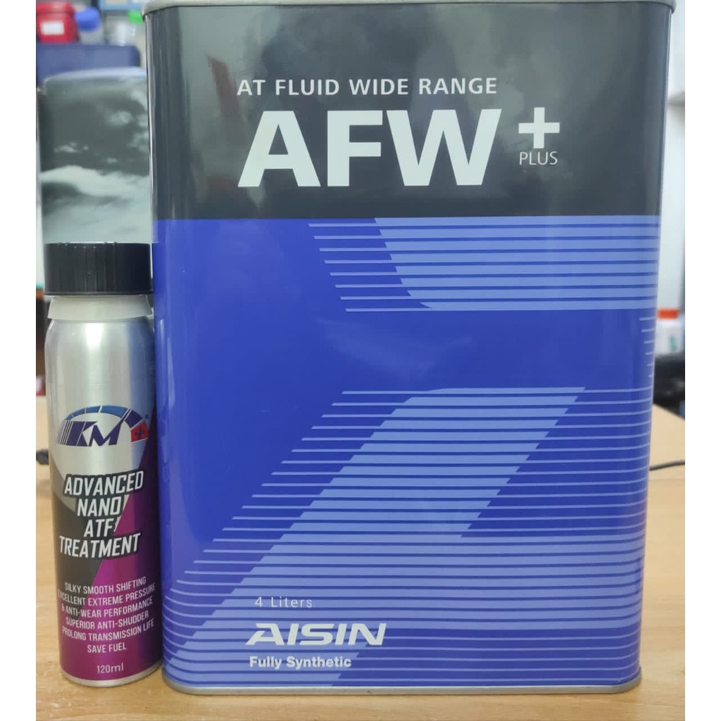 (VALUE COMBO SET)AISIN Fully Synthetic ATF AFW+ Automatic Transmission Fluid 4L & KM+Advanced ...