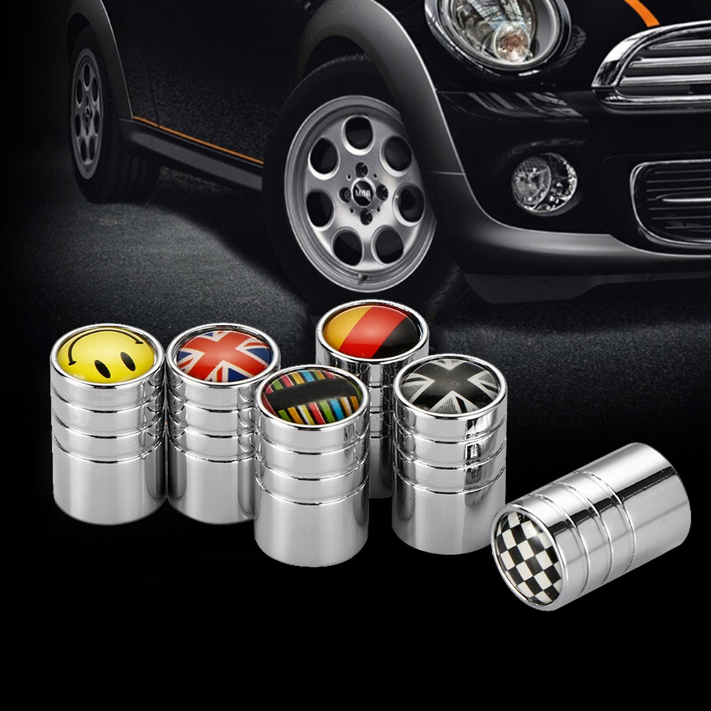 4 Pcs Union Jack Auto Wheel Tire Valve Caps Cover Stem For MINI Cooper ...