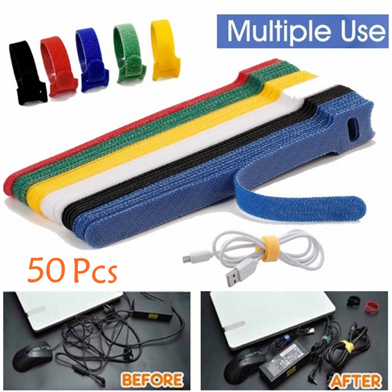 50 Pcs Reusable Cable Tie, Cable Management Tape, Cable Management ...