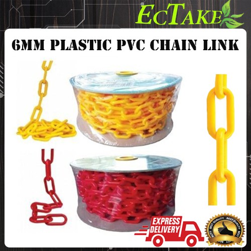 [ECTAKE] 6MM x 25MM x 20MTR+/- Plastic PVC Chain Link / Rantai (Yellow ...