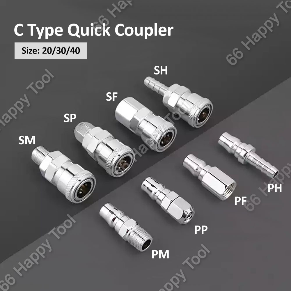 C-Type 1/4" Air Hose Fitting Air Compressor Hose Quick Coupler High ...