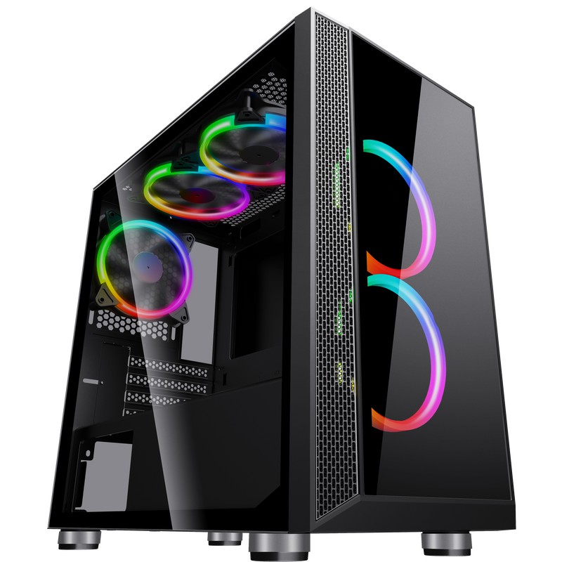 INVASION M3 Black TOWER MATX / ITX CASING with 4 Aurora RGB FAN ...