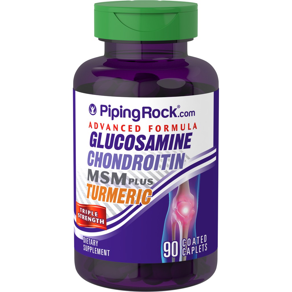 pharmakg Piping Rock Advanced Triple Strength Glucosamine Chondroitin MSM Plus Turmeric, 90 ...