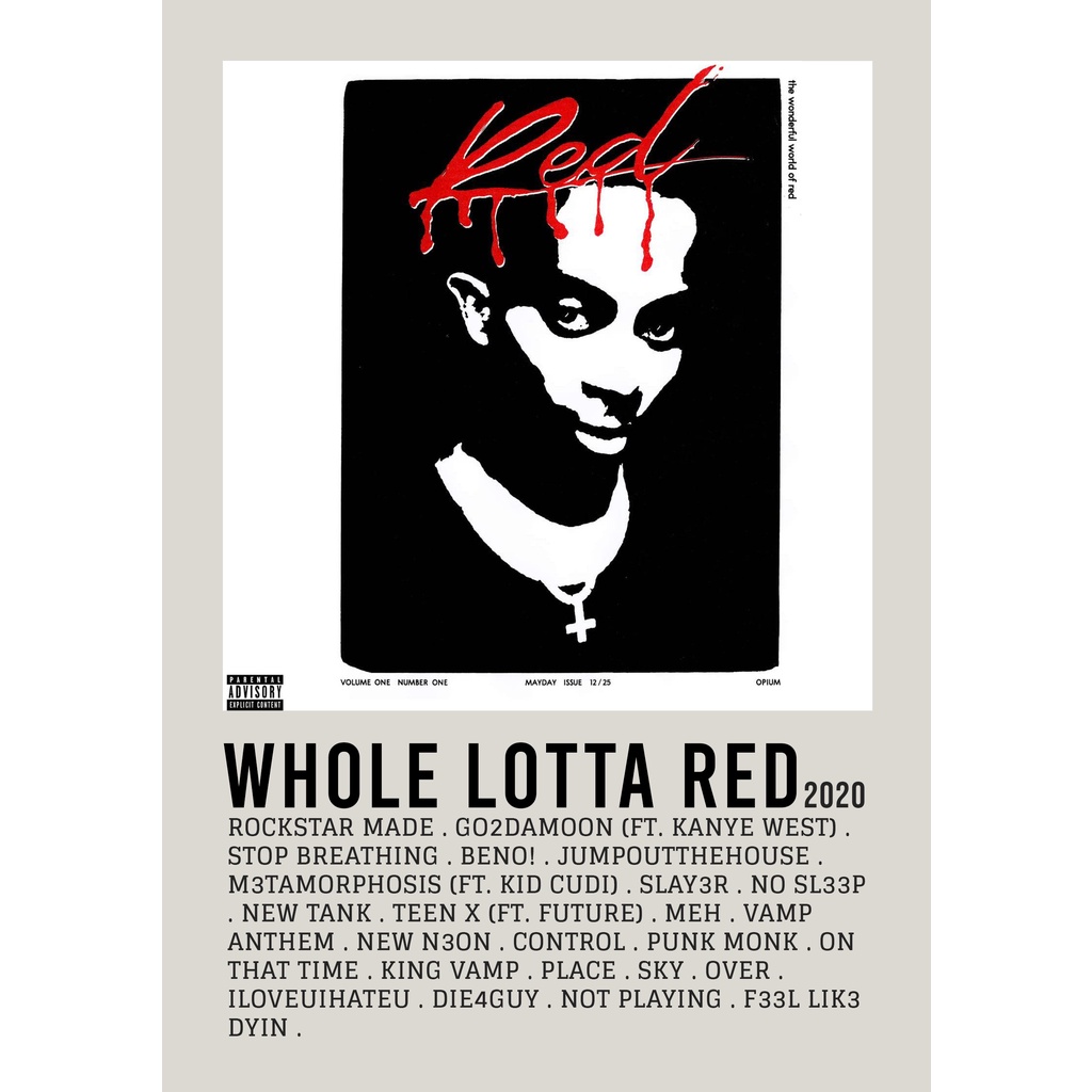 【READY STOCK】Poster Cover Album Whole Lotta Red by Playboi Carti for ...