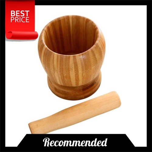 BEST SELLER [Ready Stock] Mortar and Pestle Set Big Manual Bamboo Garlic Spices Large Mortar ...