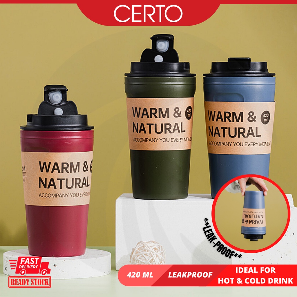 CERTO Leakproof Coffee Tea Cup with Lid 420ml Travel Mug Hot and Cold ...