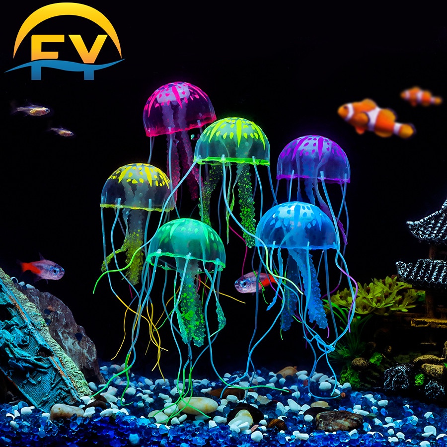 FY Artificial Jellyfish Jelly Glo Fish Glowing Ornament Aquarium Fish ...
