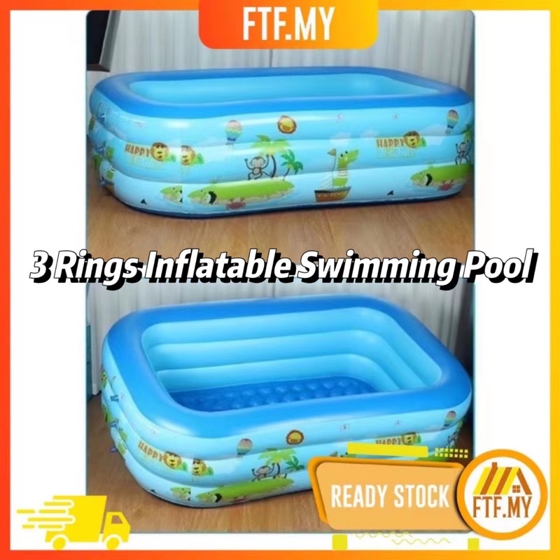 3 Rings Inflatable Swimming Pool Beach Design Kid Rectangular Swin Pool ...