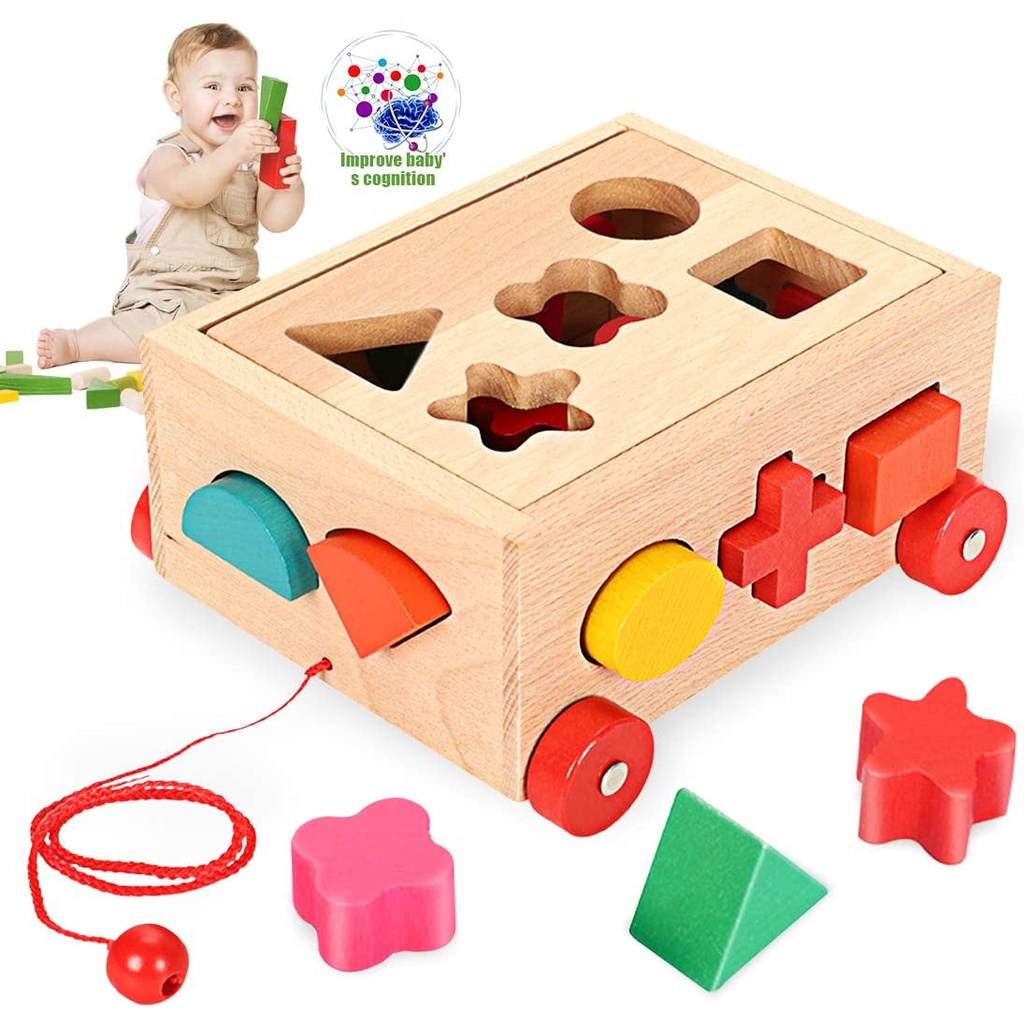 Realeos Wooden Toy Educational Toys Kids Montessori Building Blocks ...