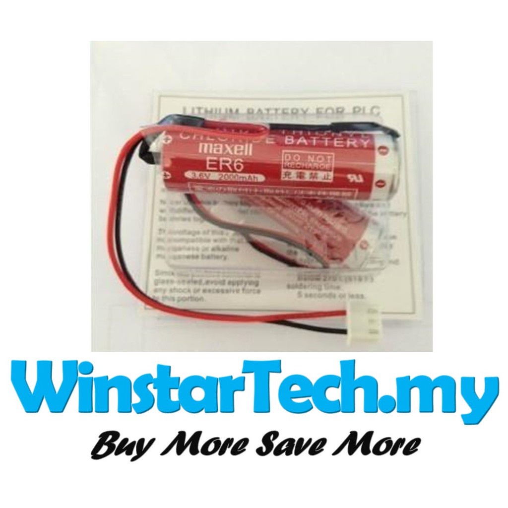 MAXELL ER6C AA 3.6V 1800mAh CNC PLC Lithium Battery With Plug | Shopee ...