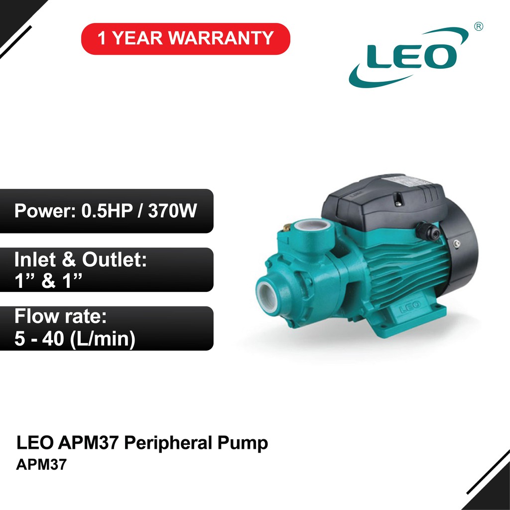 LEO APM37 PERIPHERAL PUMP Pam Air Rumah Kolam 水泵 [1 phase] (0.37kW/0.5HP) | Shopee Malaysia