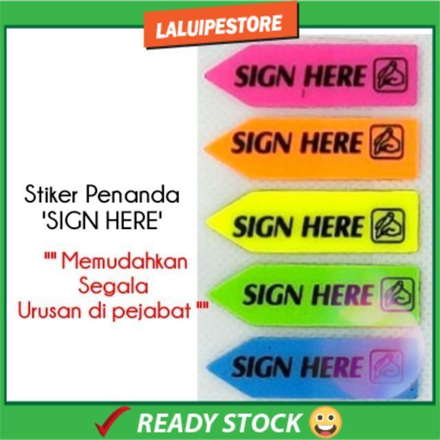 LALUIPE Sign Here Stickers For Officer With Variation Colour Penanda ...