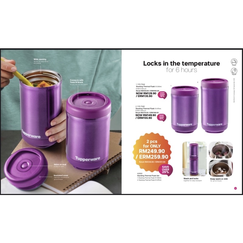 Tupperware Stacking Thermal Flask Set | Shopee Malaysia
