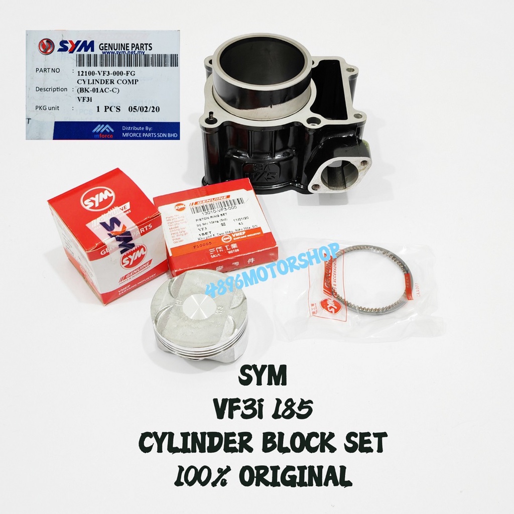 SYM VF3i 185 CYLINDER HEAD BLOCK COMPLETE SET ORI 12100-VF3-000-FG - 100% ORIGINAL SYM | Shopee ...