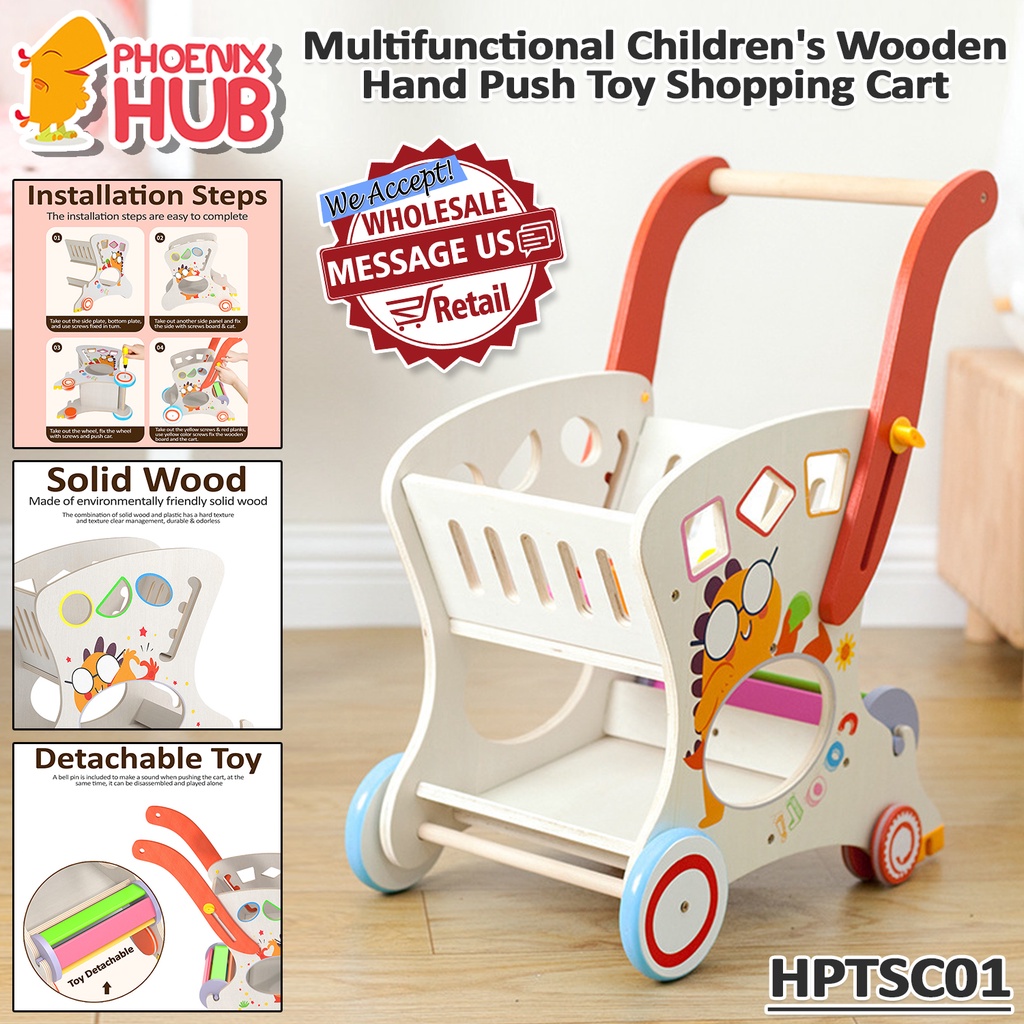 Phoenix Hub HPTSC01 Kids Supermarket Shopping Groceries Cart Trolley ...