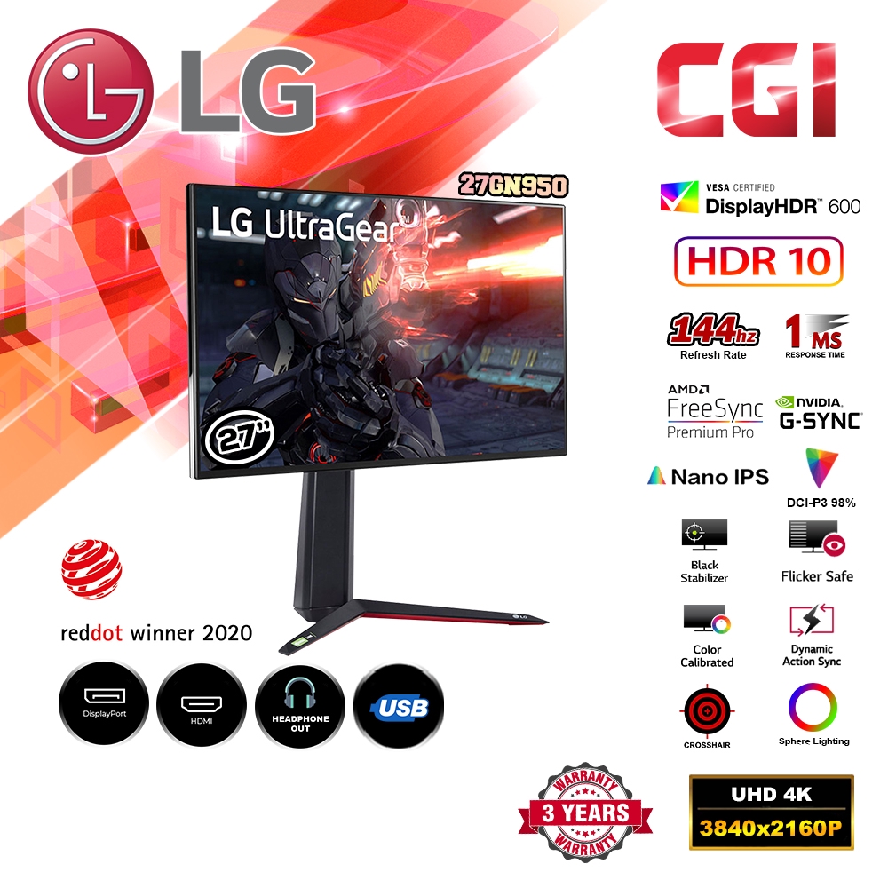 LG 27'' 27GN950 UltraGear 144Hz 1ms Nano IPS G-Sync 4K UHD Gaming ...
