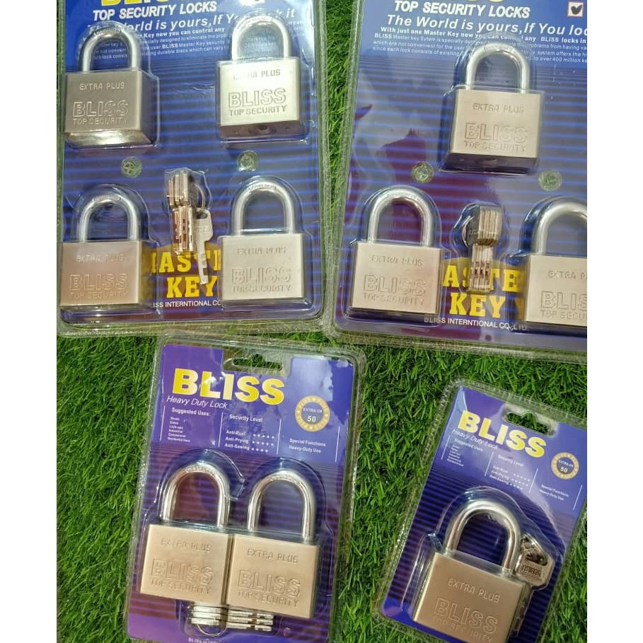 50mm Bliss Padlock Chrome/Bliss Heavy Duty Locks/ Manga Pintu | Shopee ...