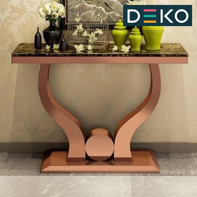 Dekomall Premium Stainless Steel Titanium Coated Marble Meja Top ...