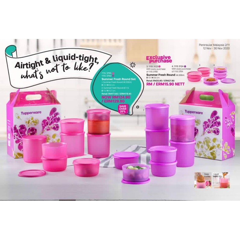 Tupperware Summer Fresh Round Set 8pcs | Shopee Malaysia