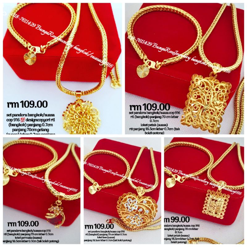 🔥Set Pandora/Belut Emas Bangkok Cop 916🔥💯designcopyori💯 | Shopee Malaysia