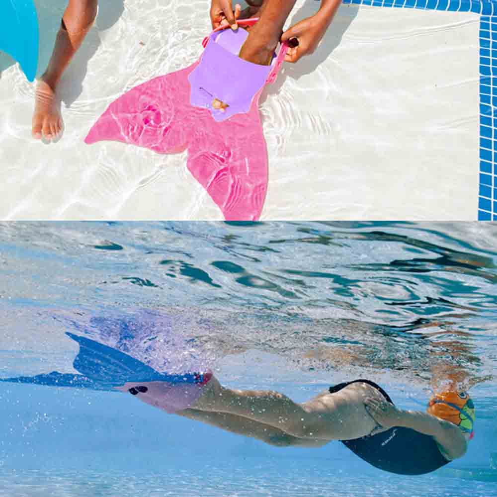 Adjustable Mermaid Tails Girls Swim Fin Training Swimming Foot Flipper ...