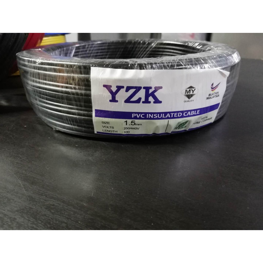 【Yzk 1.5MM】Buatan Malaysia 100% Pure Copper Pvc Wayar Insulated Cable Lampu Kipas Wiring Fan 电线 ...
