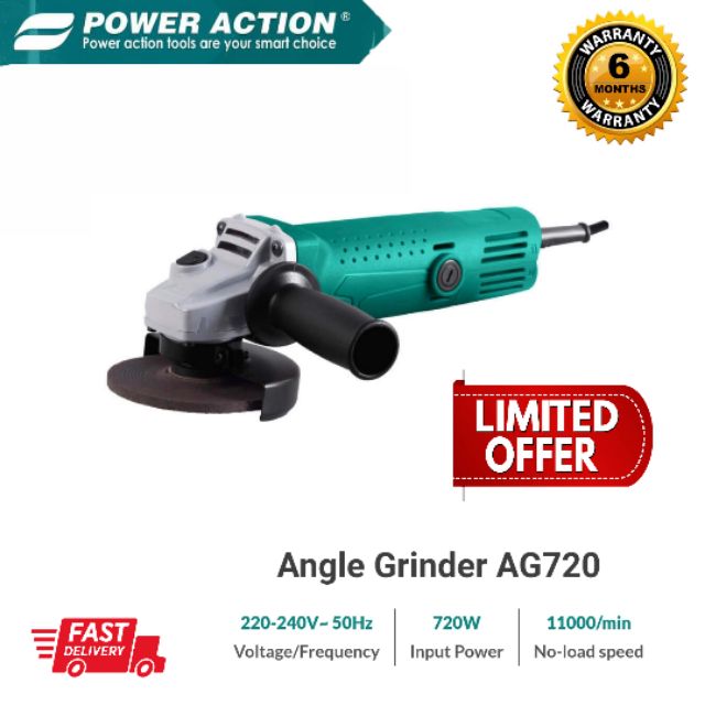Power Action 4" Angle Grinder AG720 720W | Shopee Malaysia