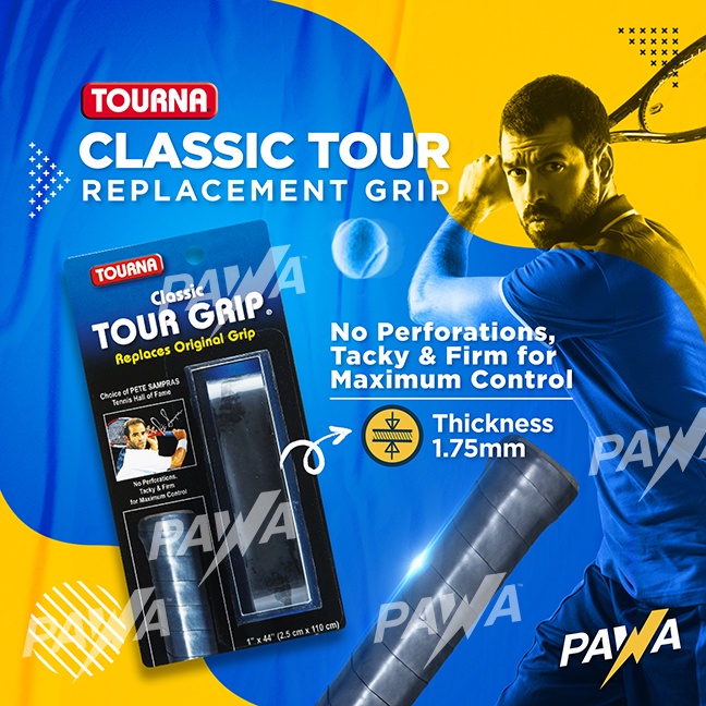 Tourna Classic Tour Grip Tennis Replacement Grip (Thickness 1.75mm ...