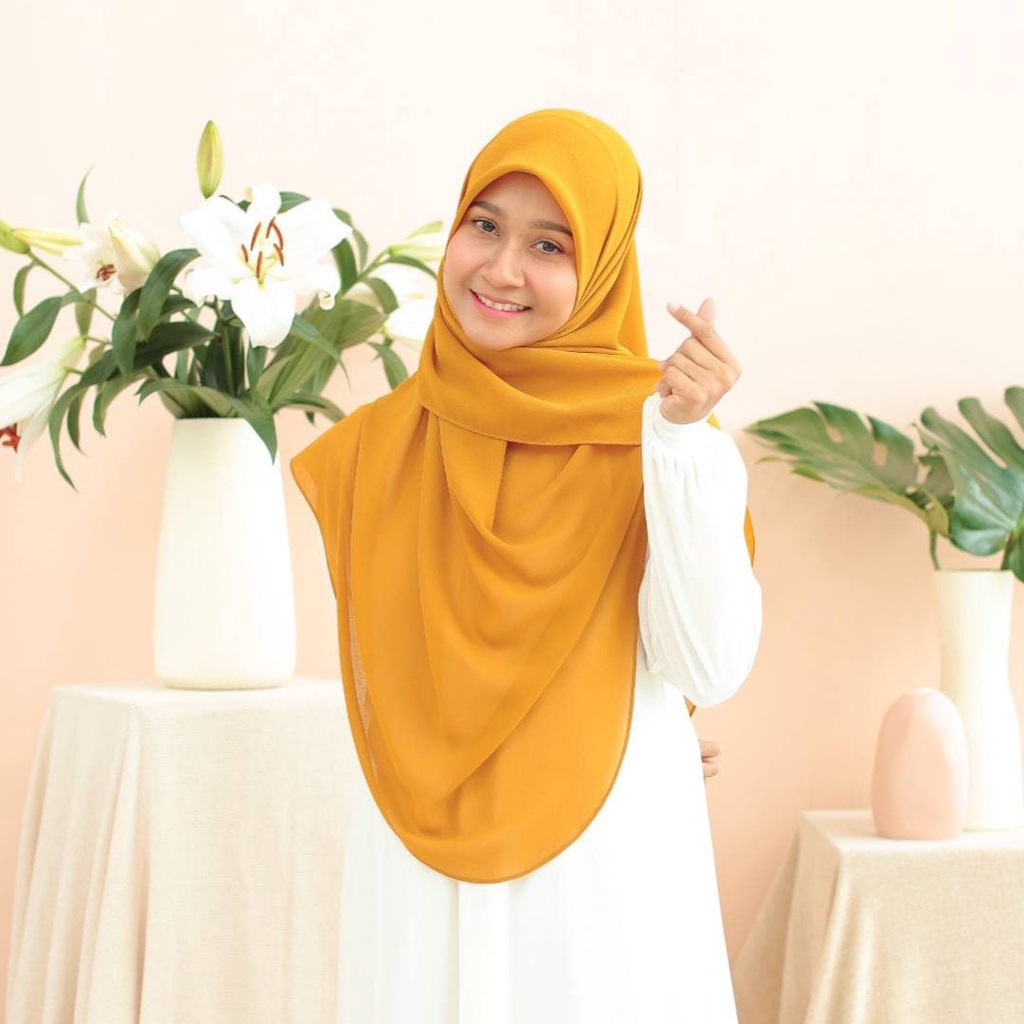 MASYARABIA Tudung Bawal Curve In Honey Gold Chiffon Georgette Bidang 50 ...