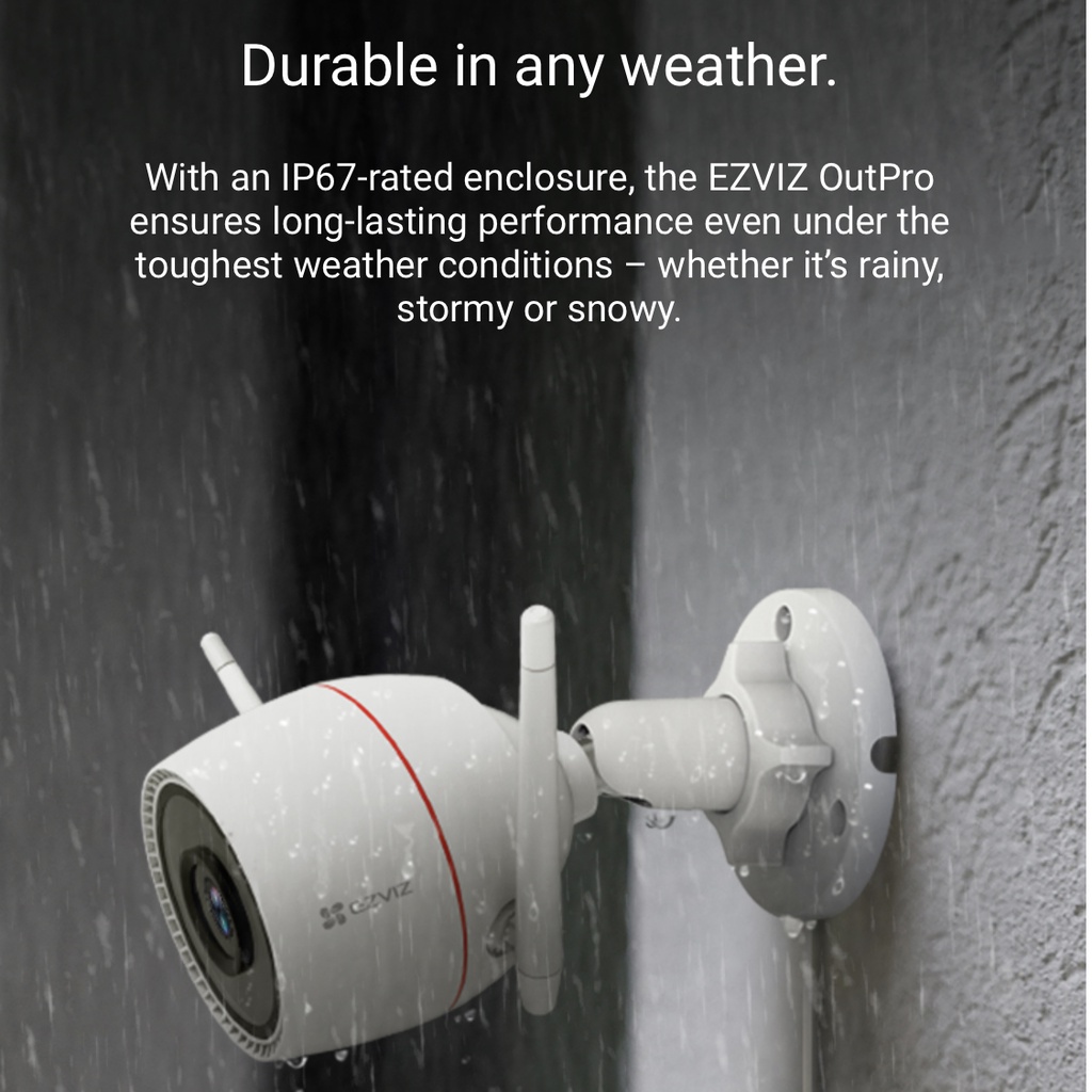 Ezviz OutPro C3TN 3MP 2K / C3TN Clor 2MP Outdoor / Indoor Weatherproof IP67 AI Smart Wireless ...