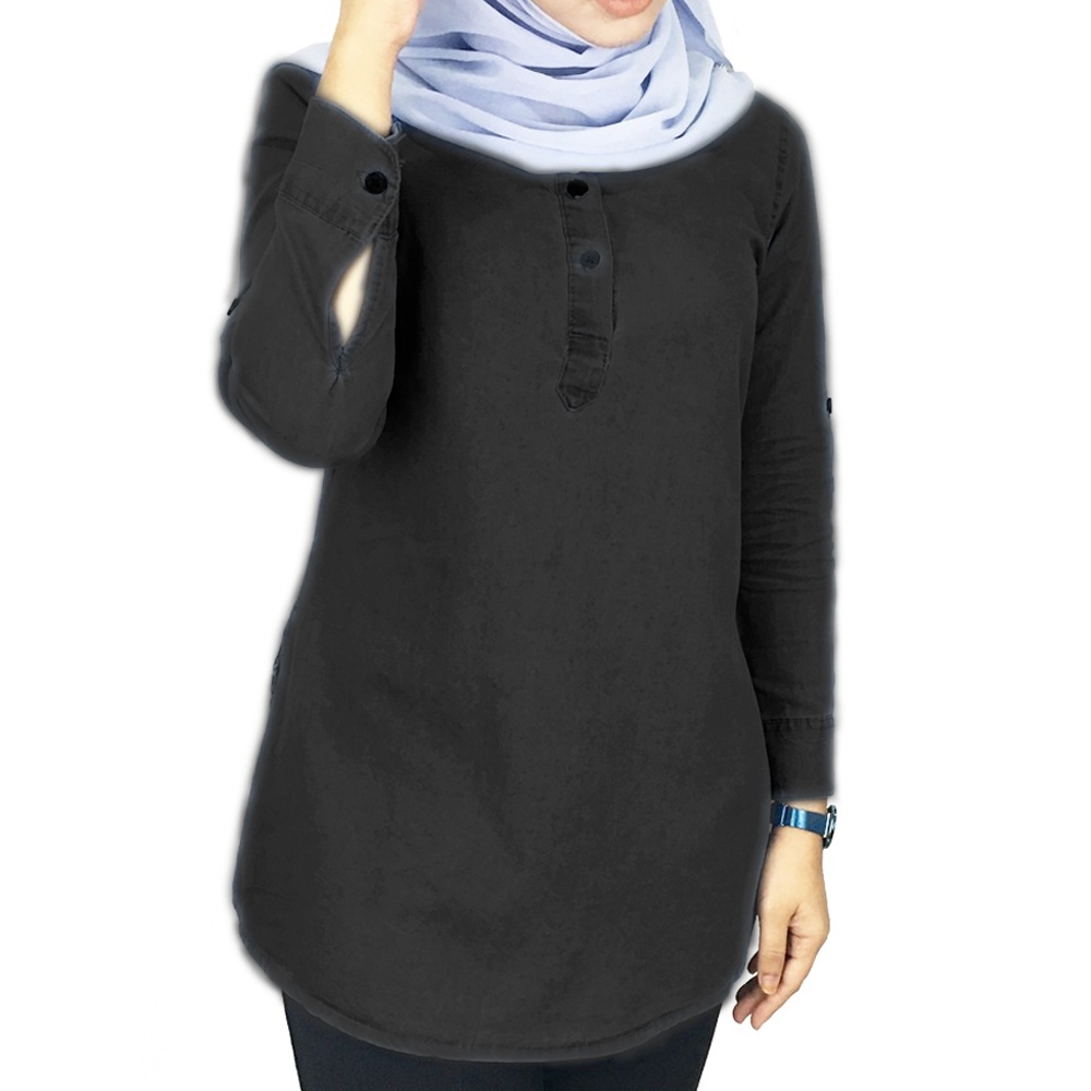 🌟🌟Women Baju Muslimah Long Sleeve Denim Baju High Neck🌟🌟 | Shopee Malaysia