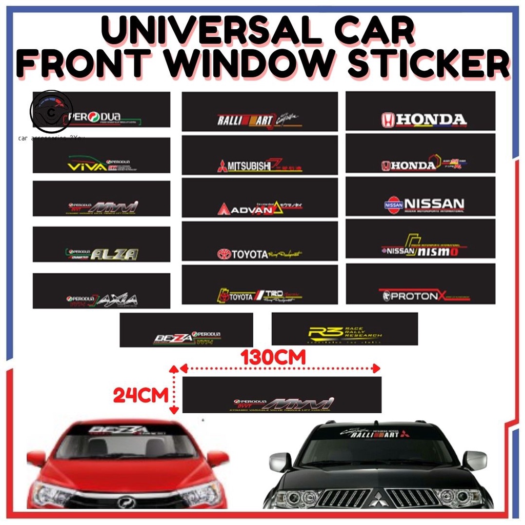 Sticker Front Universal Car Windscreen Windshield Sticker Stiker Cermin ...