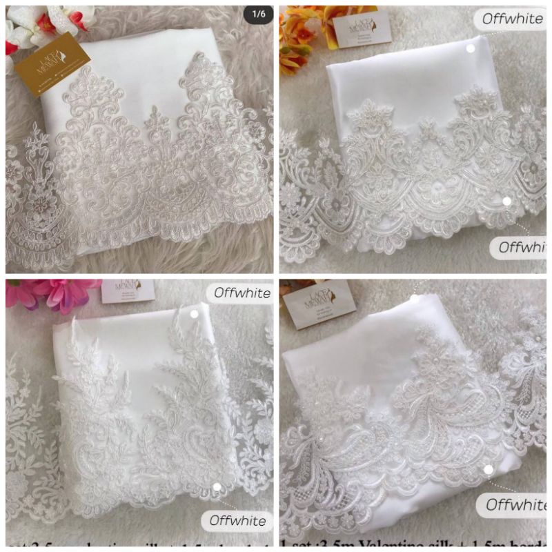 🔥SET KAIN NIKAH OFFWHITE🔥🔥 BORDERLACE PUTIH, LACE NIKAH, LACE HANTARAN ...