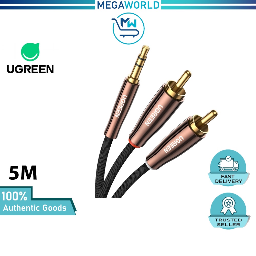 UGREEN 3.5mm to 2RCA Audio Cable Male to Male Adapter Stereo Y Splitter ...